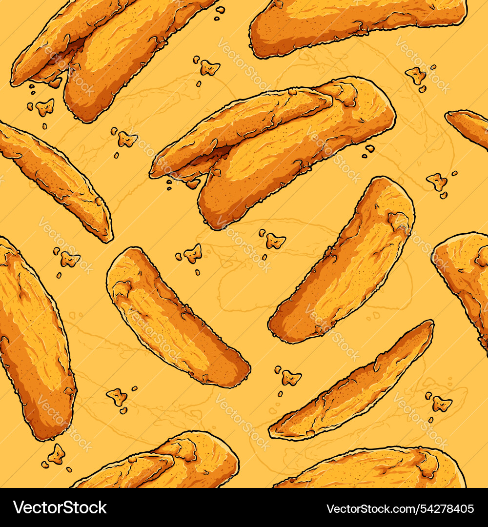 Seamless pattern of breaded crunchy chicken nugget