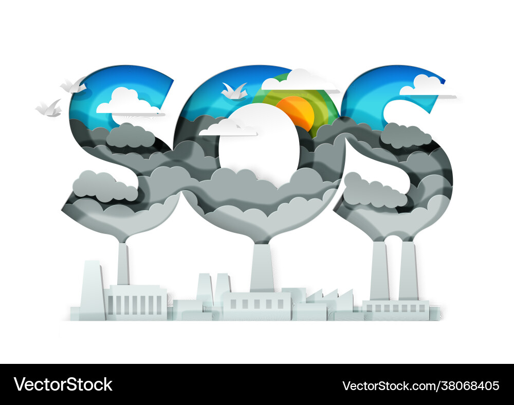 Sos stop air pollution typography banner template Vector Image
