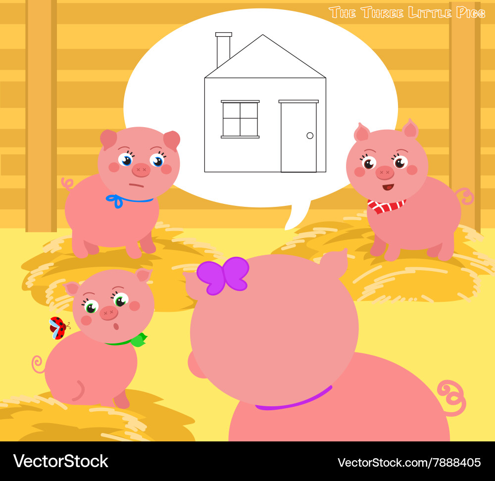 Three little pigs 2 Royalty Free Vector Image - VectorStock