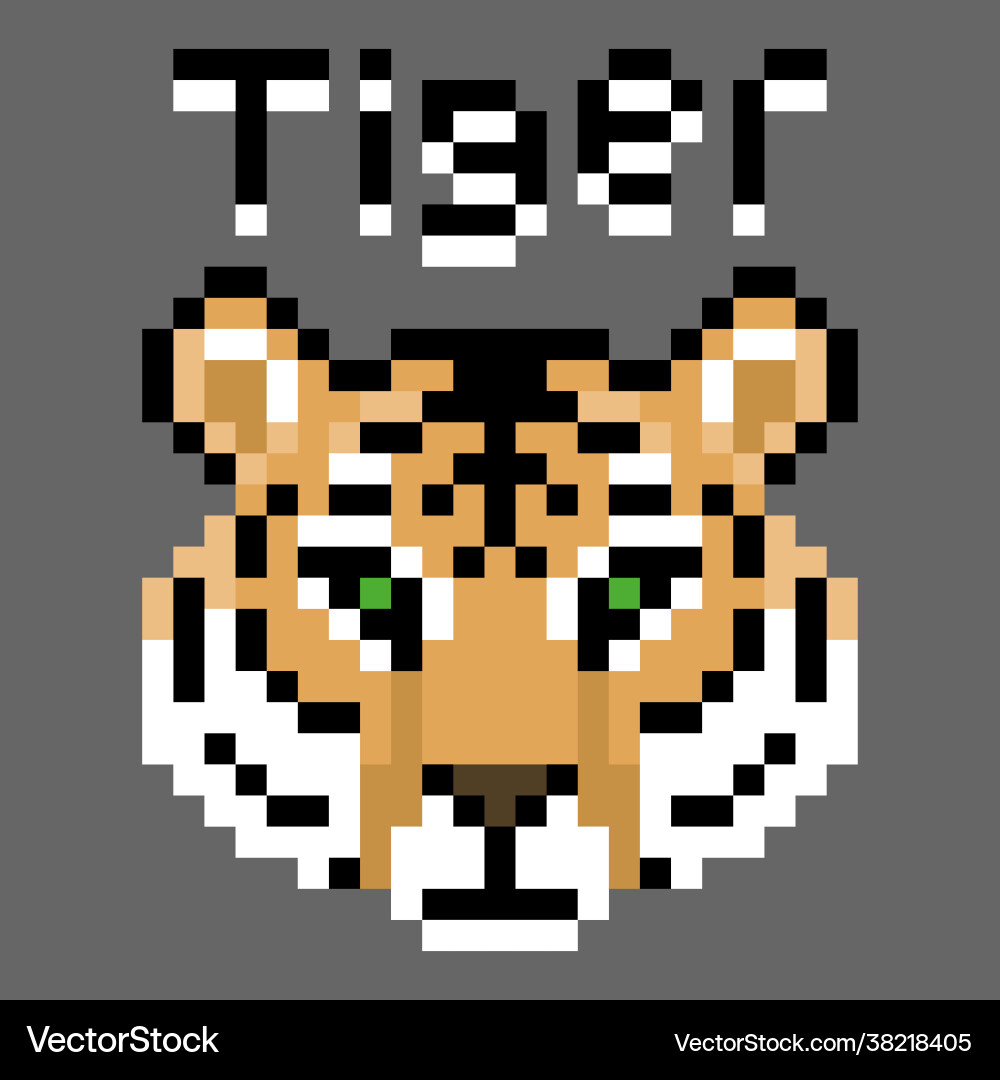 Tiger pixel image for 8 bit game assets Royalty Free Vector