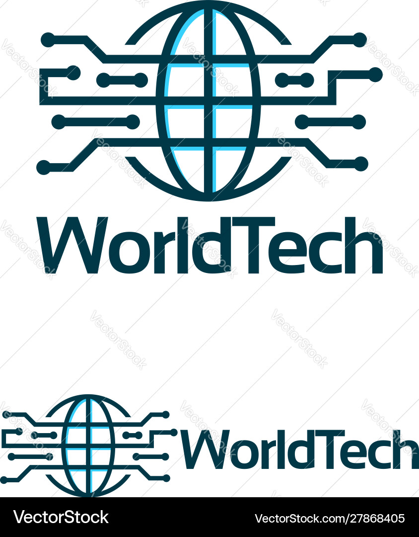 World tech logo template simple line art Vector Image