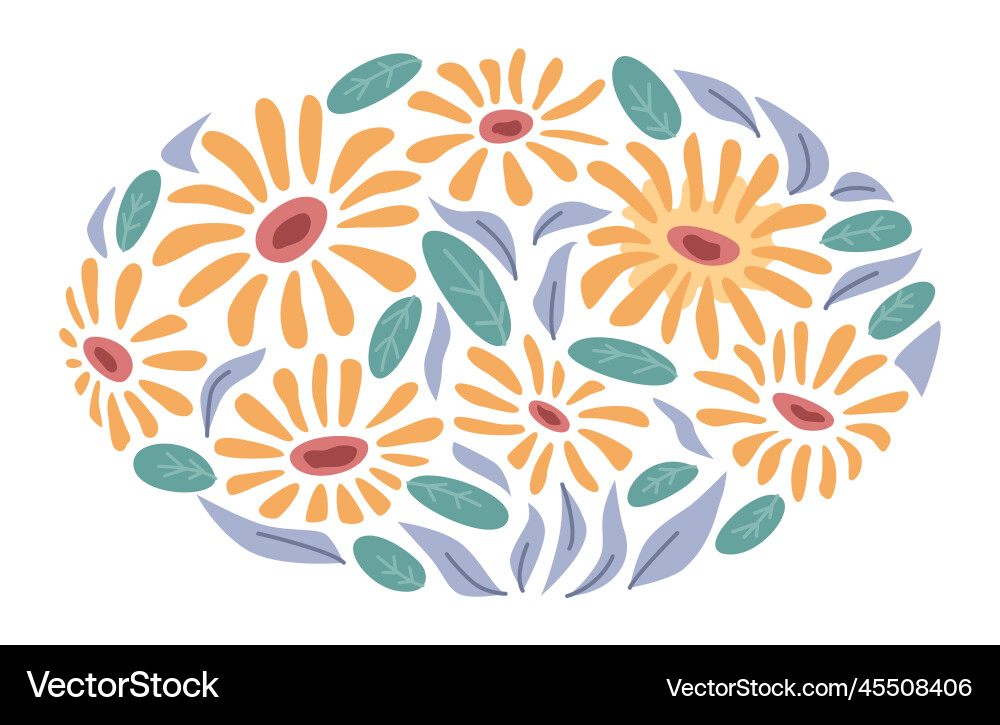Abstract floral pattern oval geometry shape Vector Image