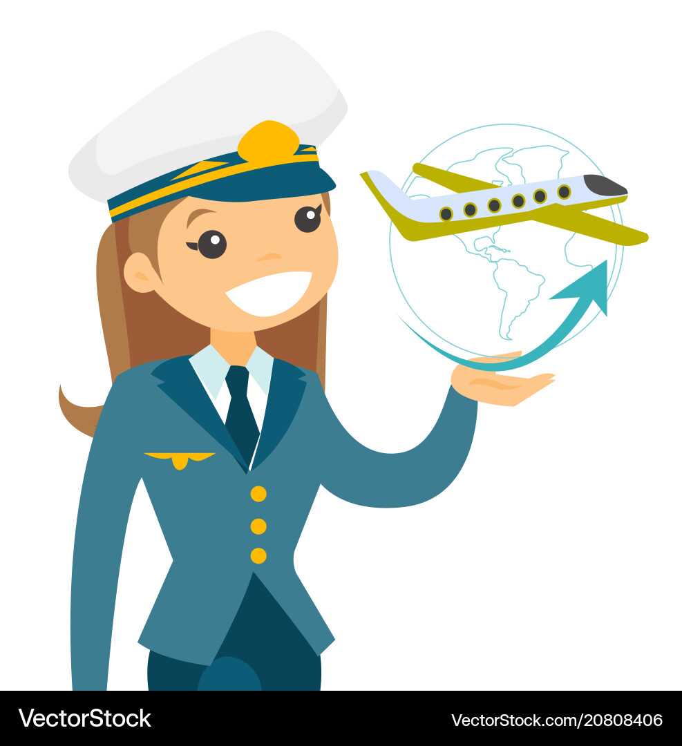 Airplane captain in pilot hat Royalty Free Vector Image