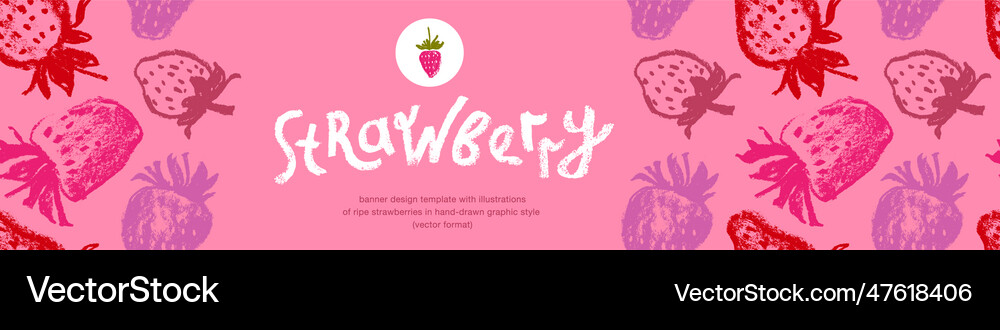 Banner template with hand drawn strawberry pattern – Royalty-Free ...