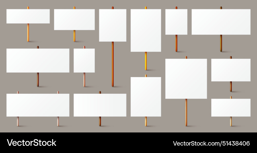 Blank white protest sign with wooden holder Vector Image