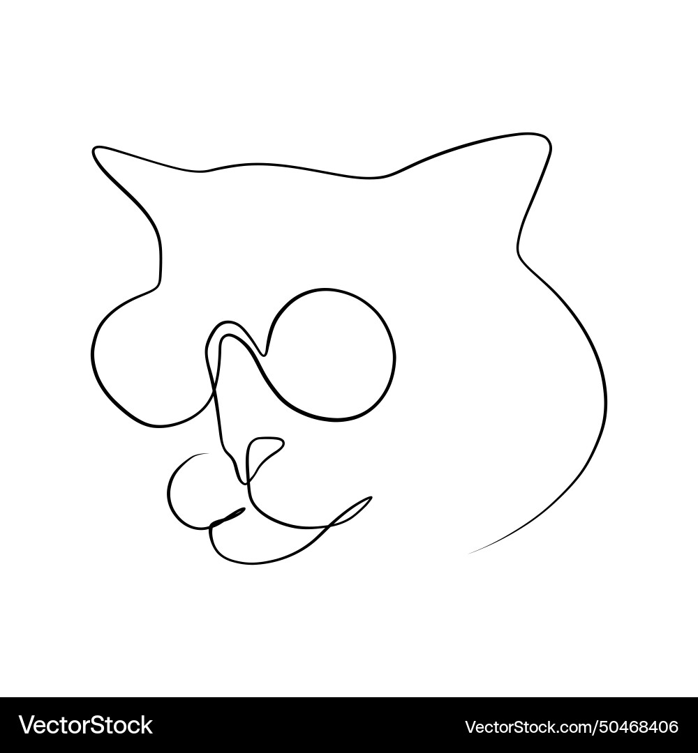 Continuous drawing of lines line art cat head Vector Image