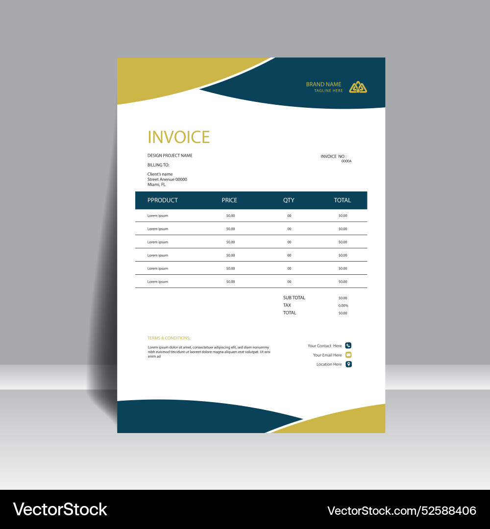 Creative invoice bill form business Royalty Free Vector