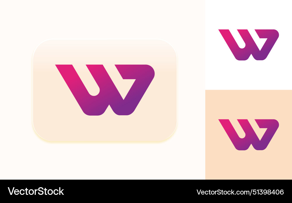 Creative w letter logo design gradient color Vector Image