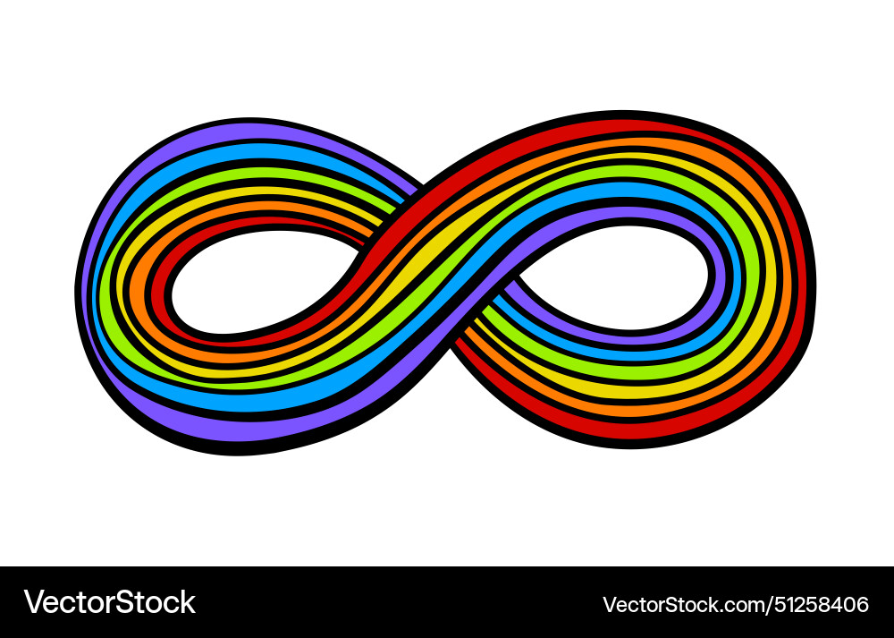 Infinity symbol composed of a vibrant spectrum Vector Image