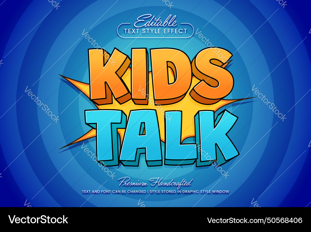 Kids talk editable text effect graphic style Vector Image