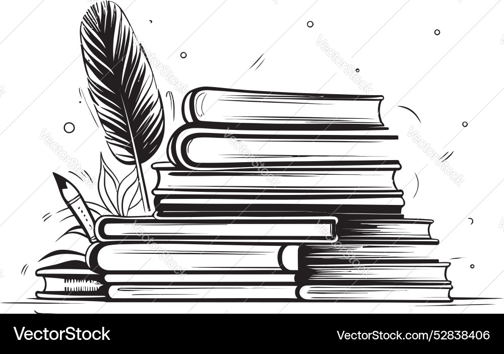 Literary labyrinth emblematic quill logo Vector Image