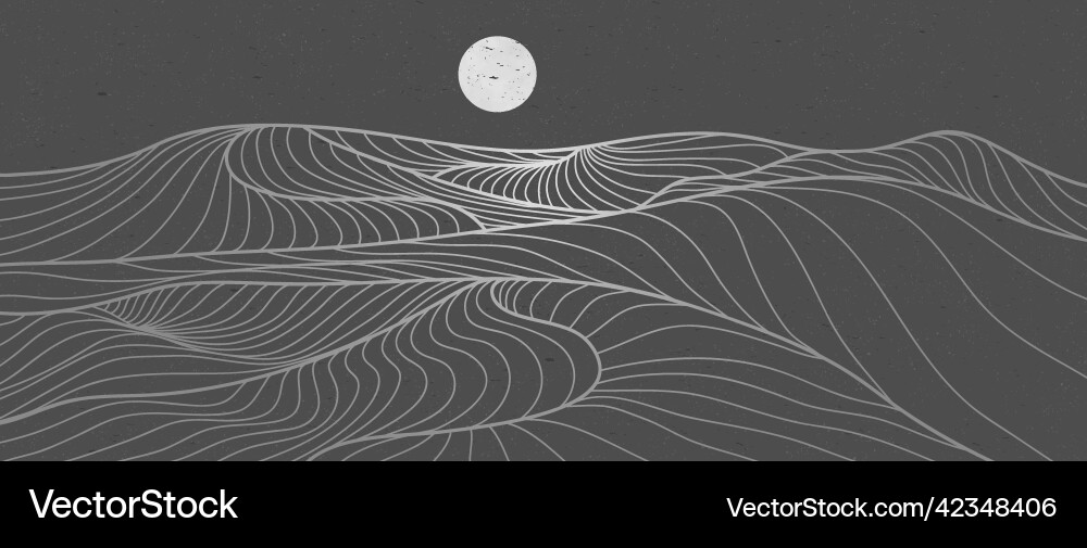 Mountain desert line art print abstract Royalty Free Vector