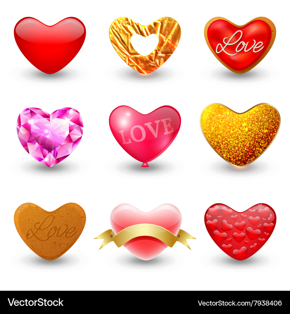 Set of icons hearts Royalty Free Vector Image - VectorStock