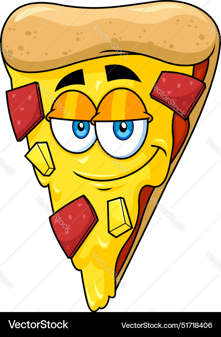 Smiling pizza slice cartoon character Royalty Free Vector