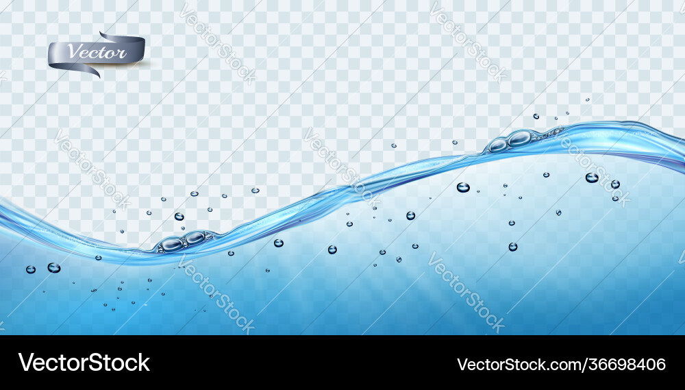 Transparent water waves with air bubbles Vector Image