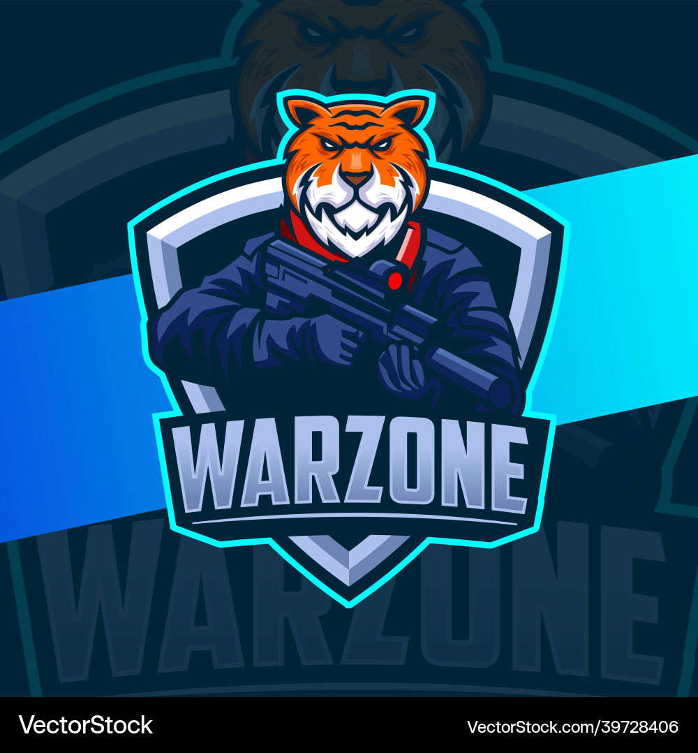 Warzone tiger character mascot design with gun Vector Image