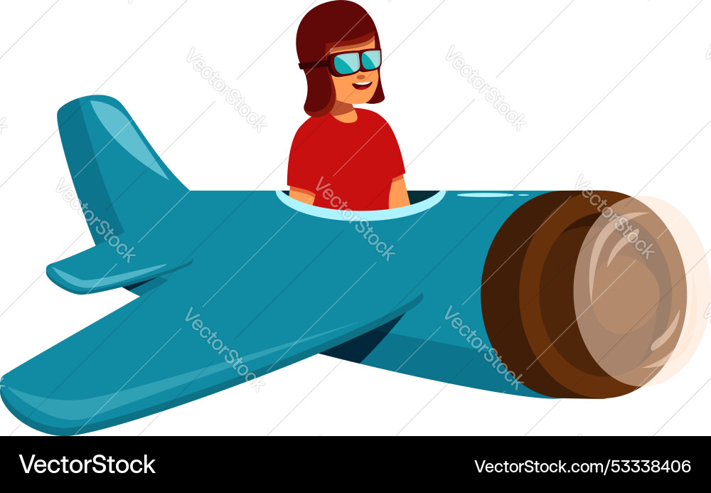 Young female pilot flying a plane with goggles Vector Image