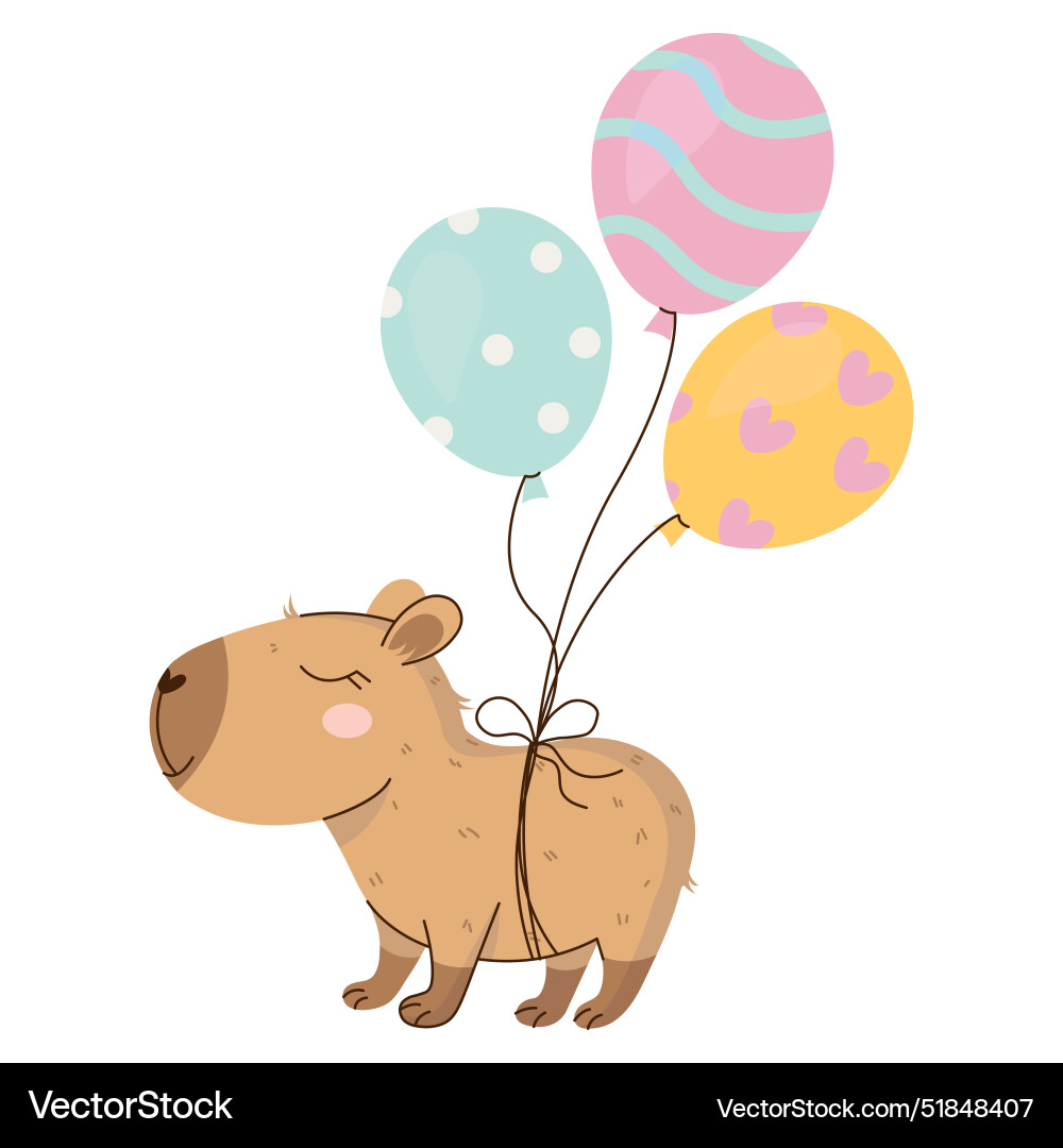 A cute and cuddly capybara character with three Vector Image