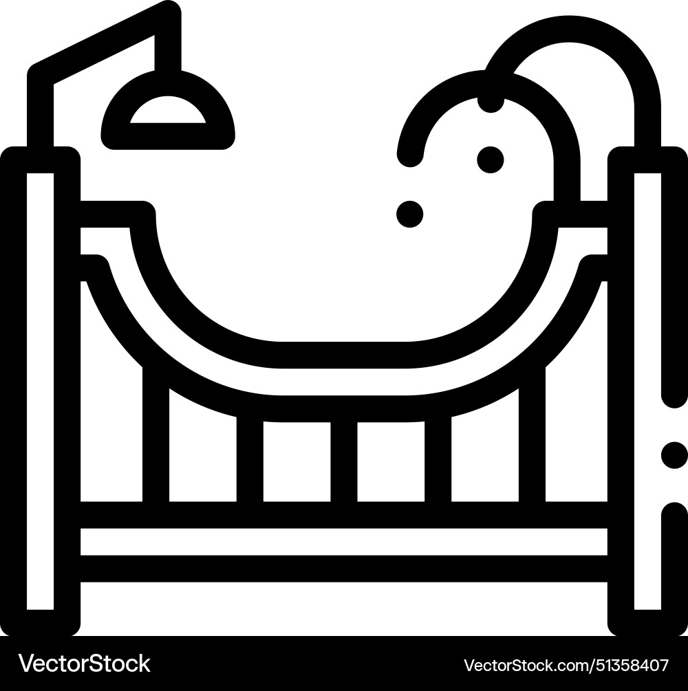 Baby crib icon thin linear style design isolated Vector Image