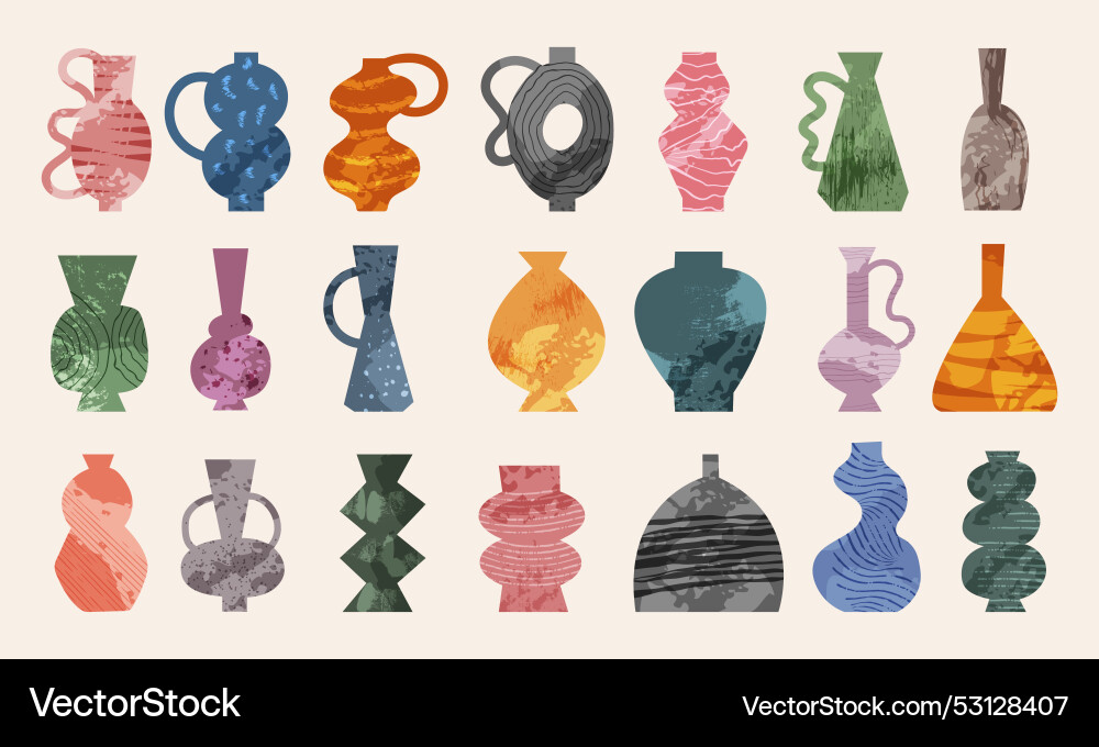 Decorative vase ceramic pottery collection Vector Image