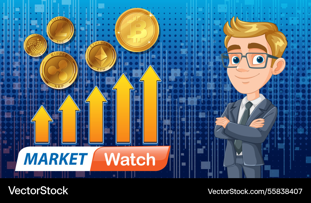 Depicting cryptocurrency growth with coins Vector Image