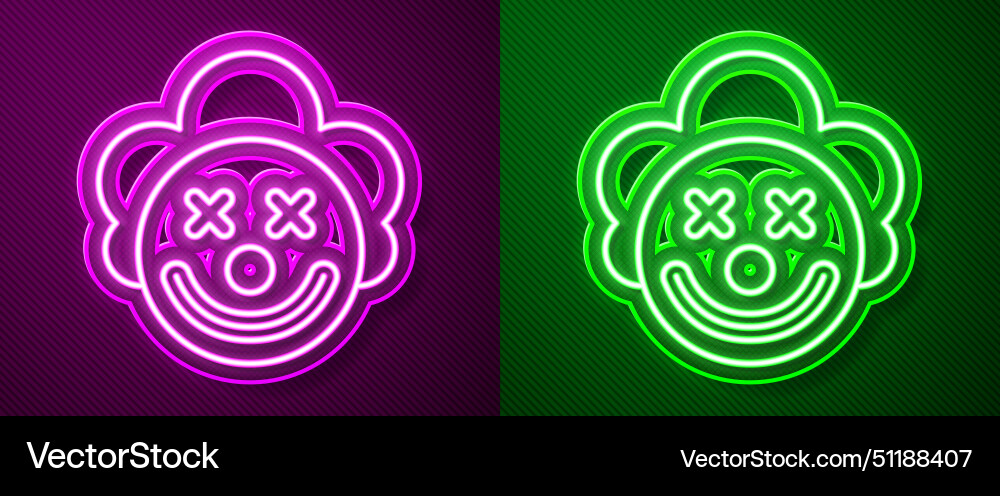 Glowing neon line clown head icon isolated Vector Image