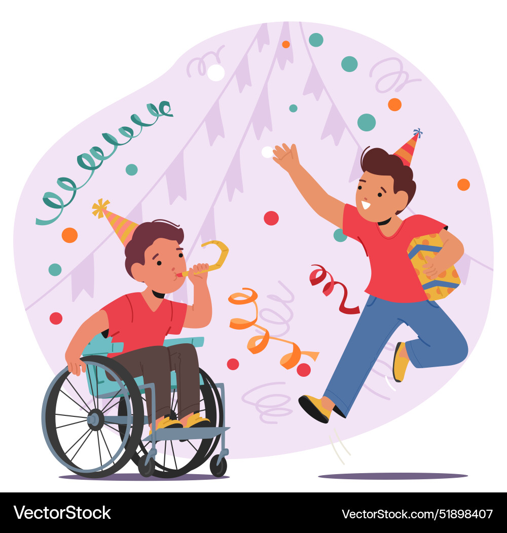 Joyful kids celebrating a birthday including Vector Image
