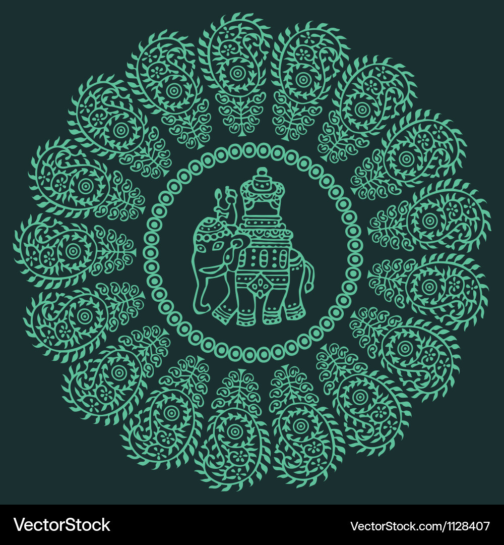 Ornamental round floral pattern with many details Vector Image