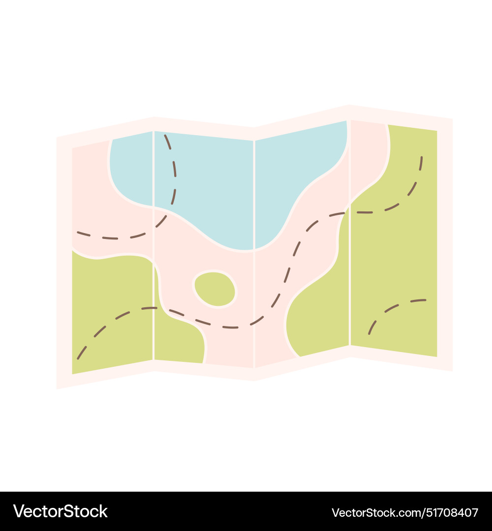 Paper map expedition adventure and journey route Vector Image