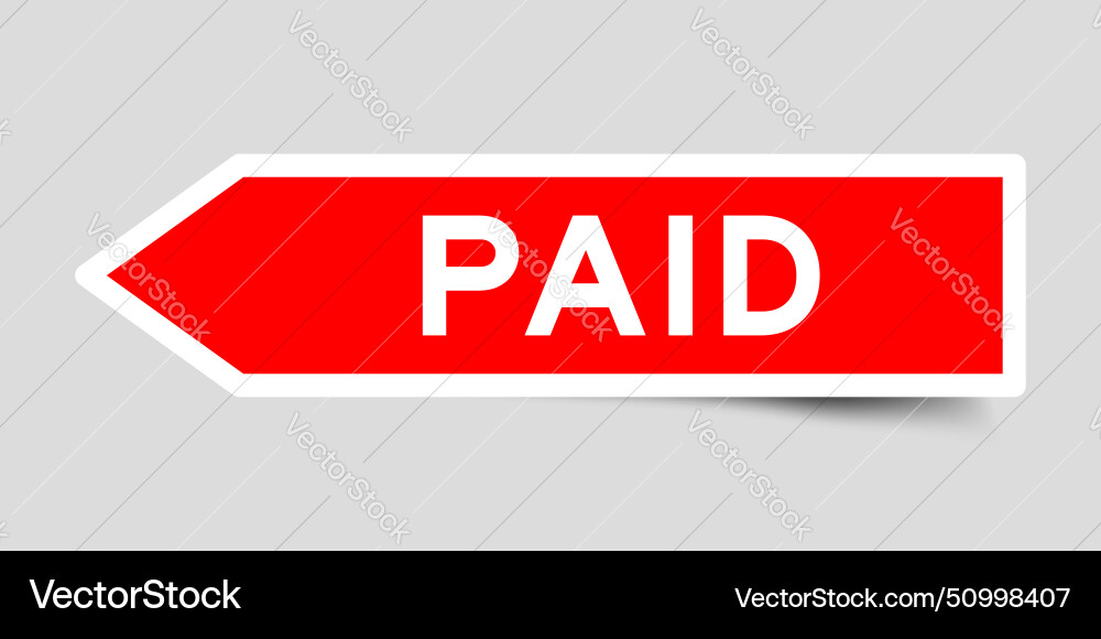 Red color arrow shape sticker label with word Vector Image