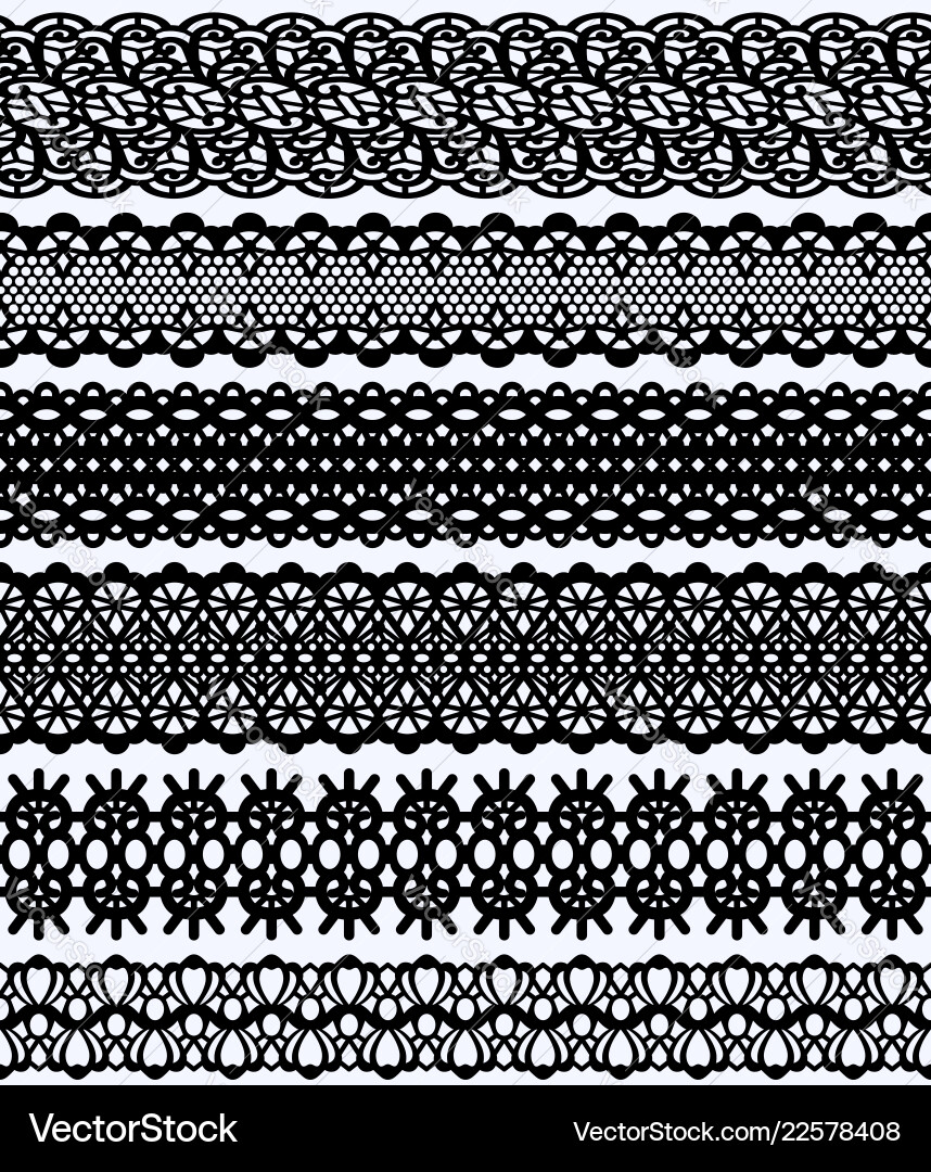 Black Lace Border Set Royalty Free Vector Image