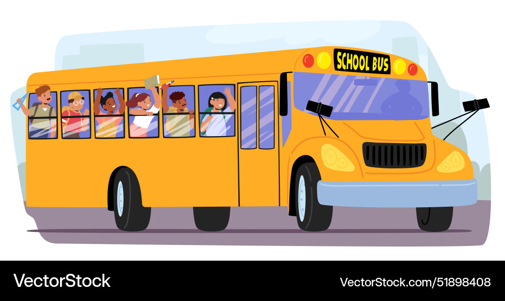 Cartoon happy children characters riding Vector Image