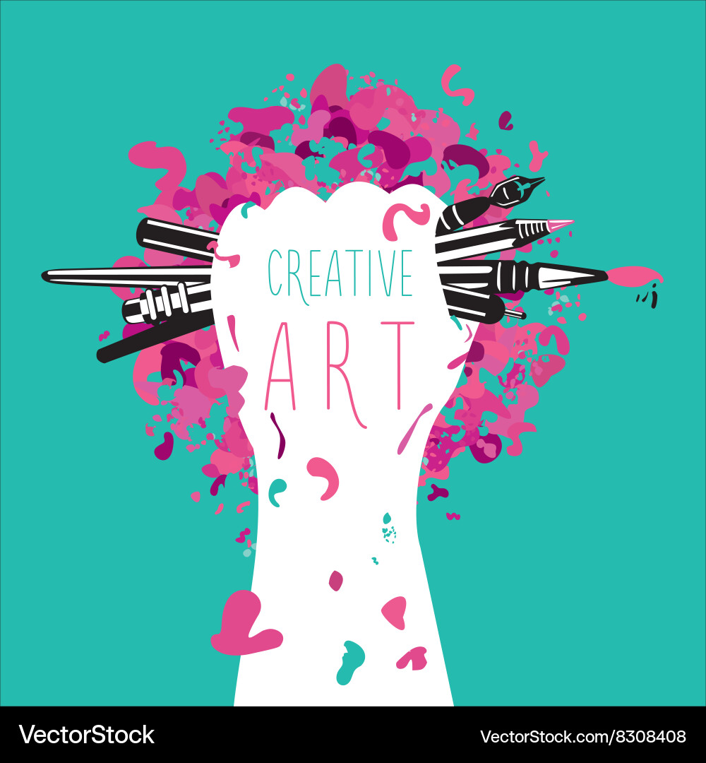 Creative and art hand is holding arts tools Vector Image