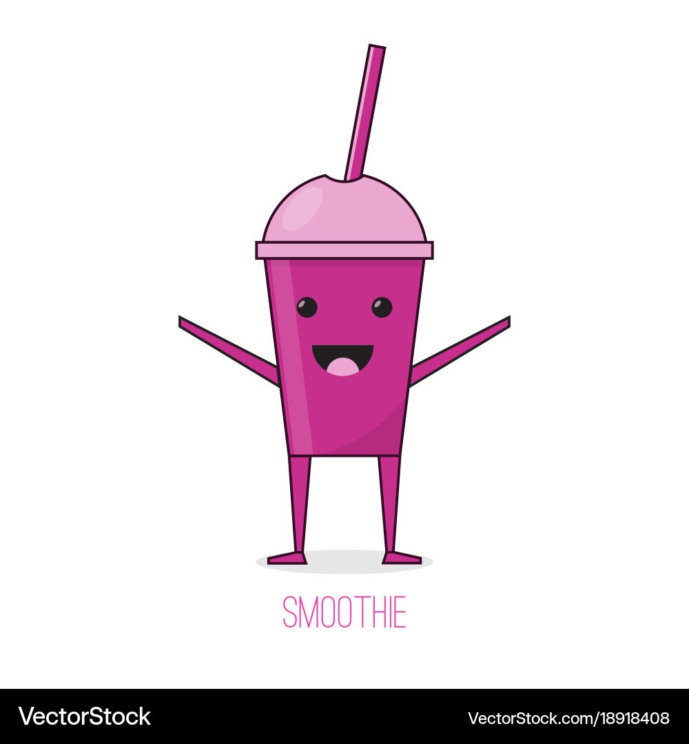 Cute cartoon fruit smoothies in cups Royalty Free Vector