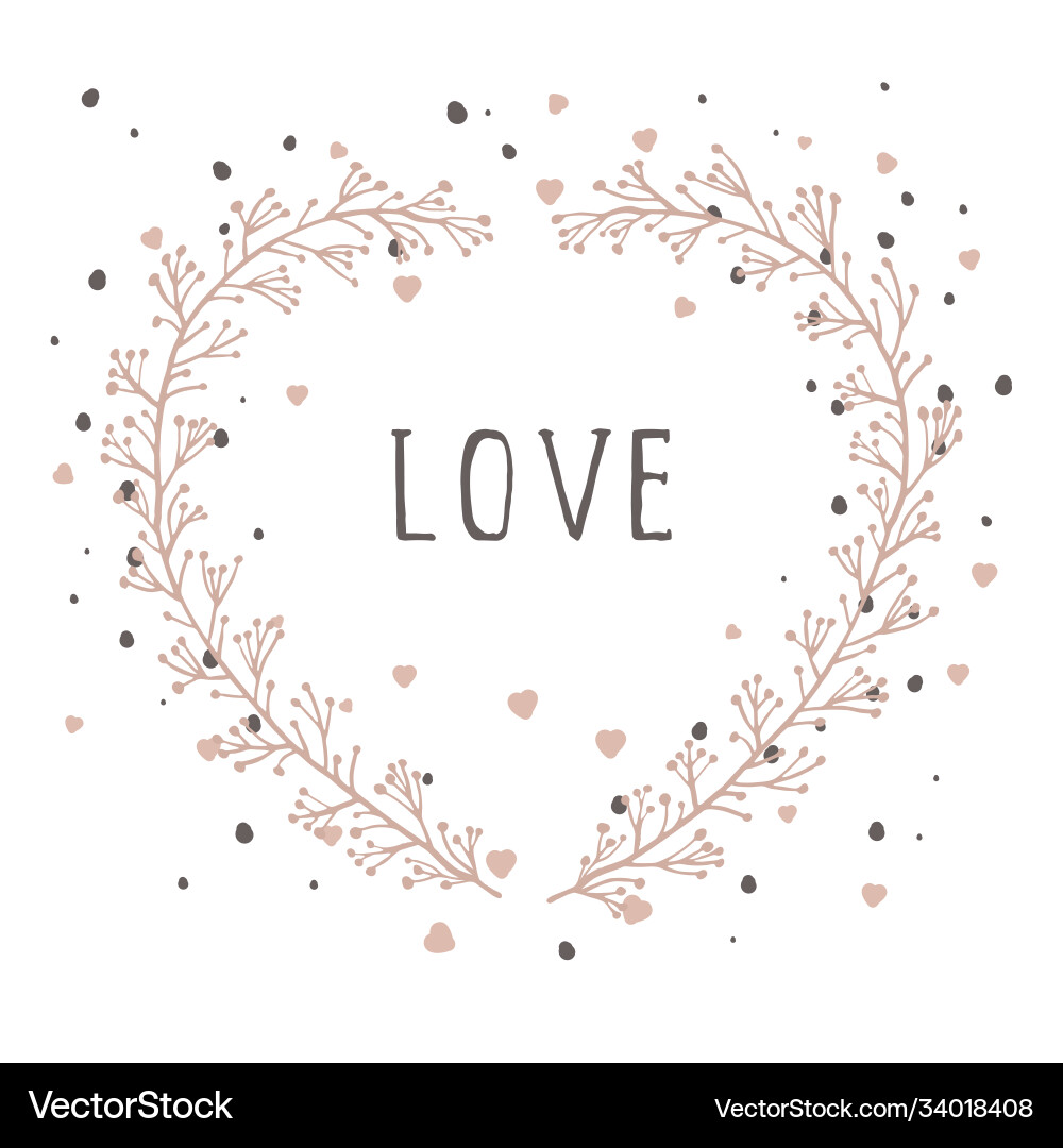 Floral Heart with LOVE Text Royalty Free Vector Image
