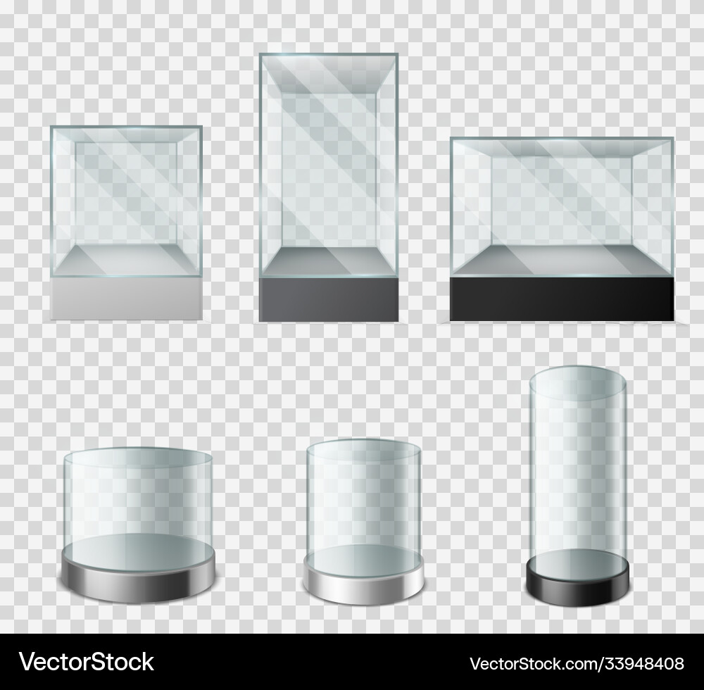 Glass showcase transparent plastic cube Royalty Free Vector