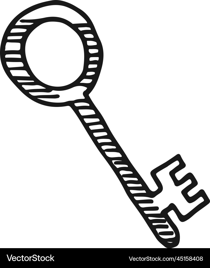 Key doodle icon hand drawn access symbol Vector Image