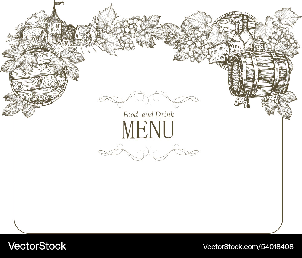 Menu design for restaurant or wine bar freehand Vector Image
