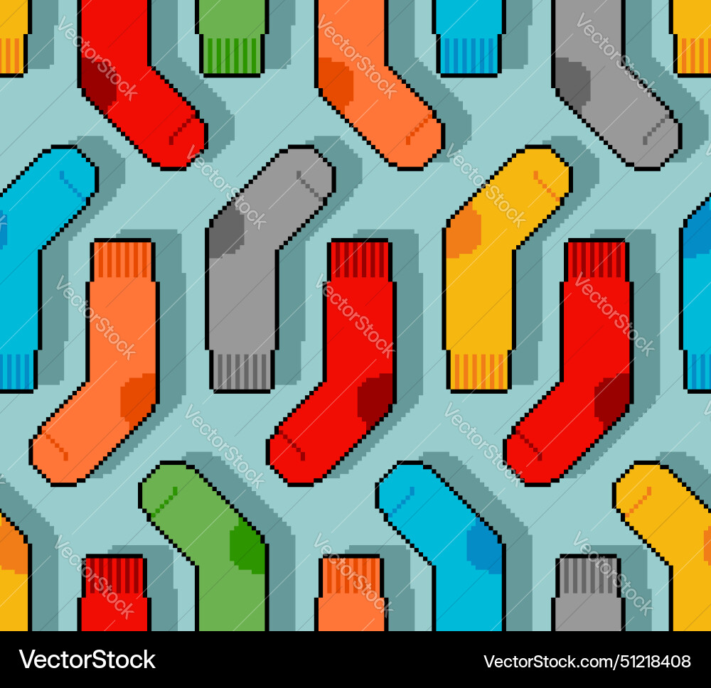 Socks pixel art pattern seamless pixelated sox Vector Image