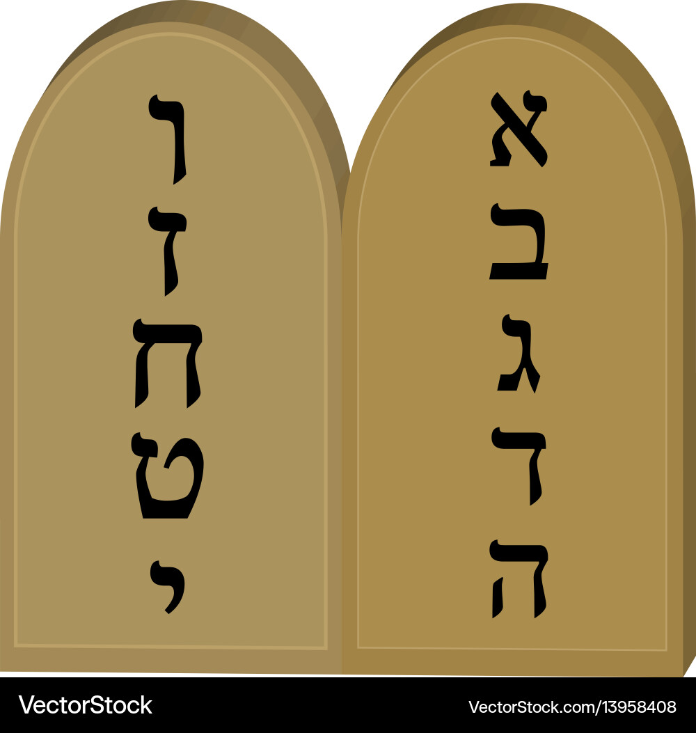 Tablets jewish from 10 commandments icon flat Vector Image