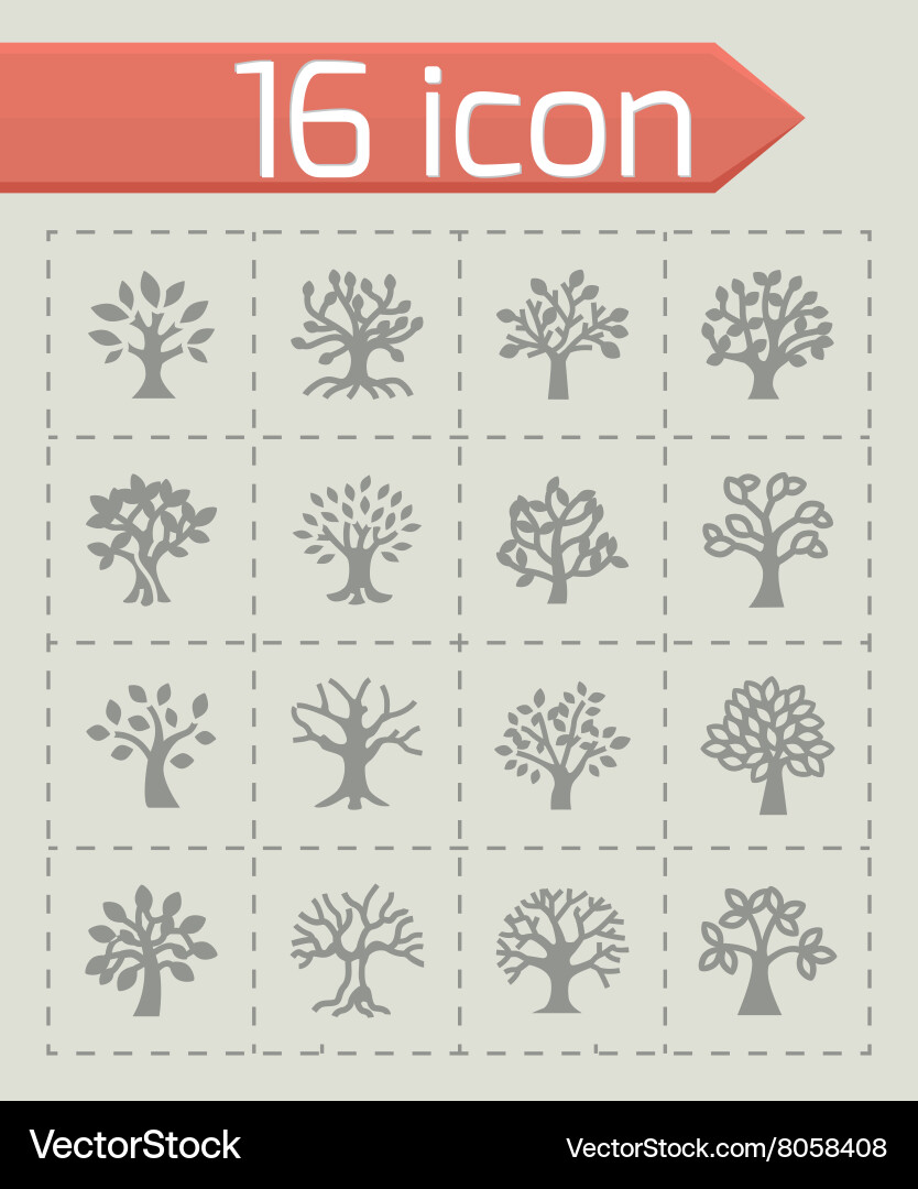 Bäume Icon Set Lizenzfreies Vektorbild - VectorStock