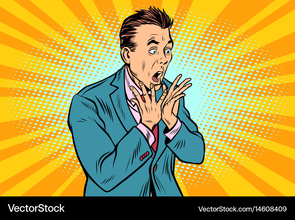 Businessman scared shock reaction Royalty Free Vector Image
