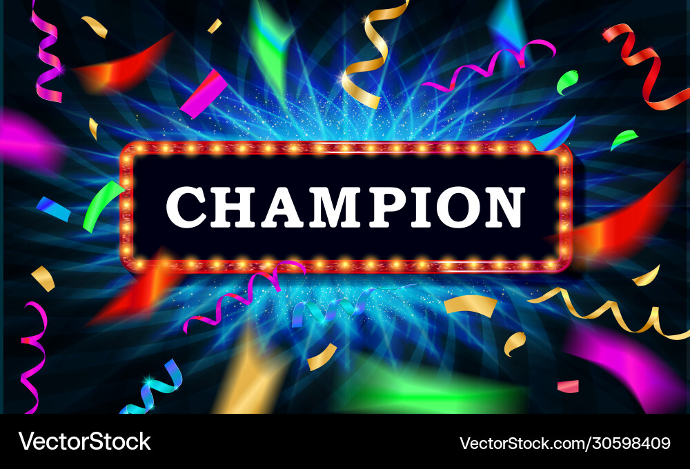 Champion congratulations frame Royalty Free Vector Image