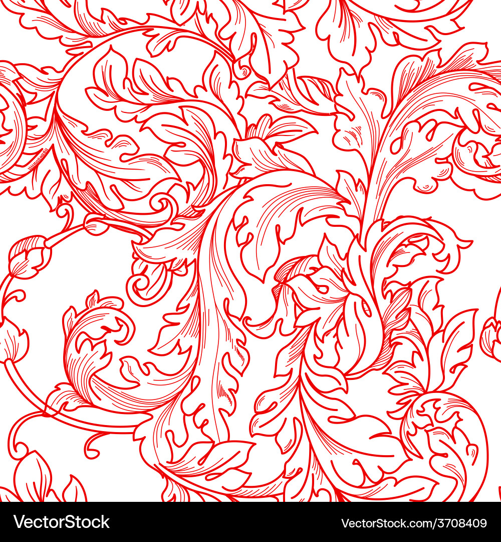Classic baroque floral seamless pattern Royalty Free Vector