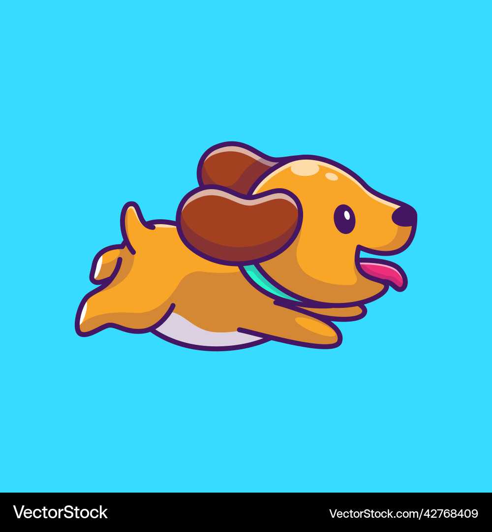 Cute dog running cartoon Royalty Free Vector Image