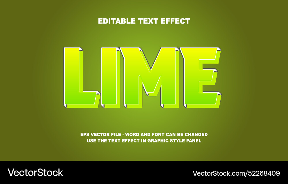 Editable text effect lime 3d template Royalty Free Vector
