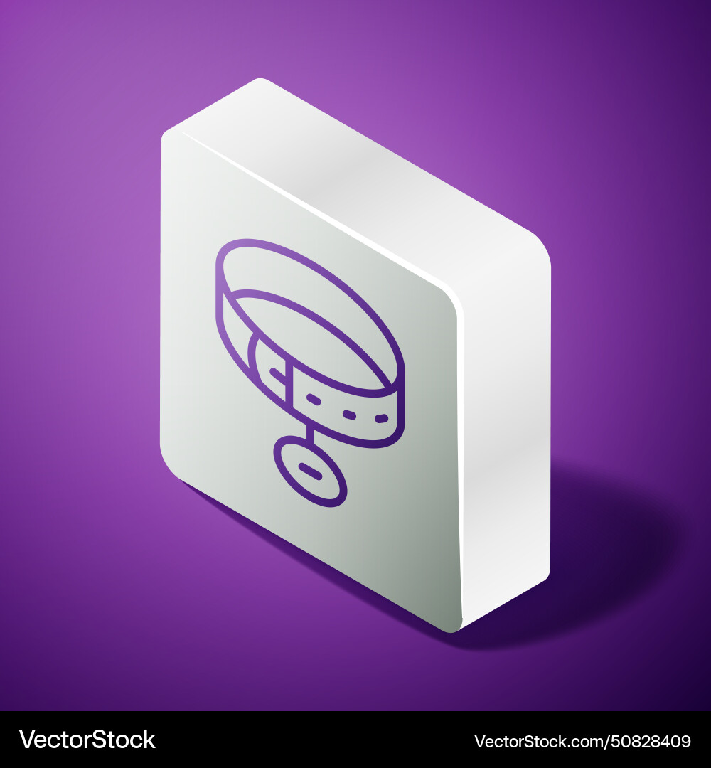 Isometric line collar with name tag icon isolated Vector Image
