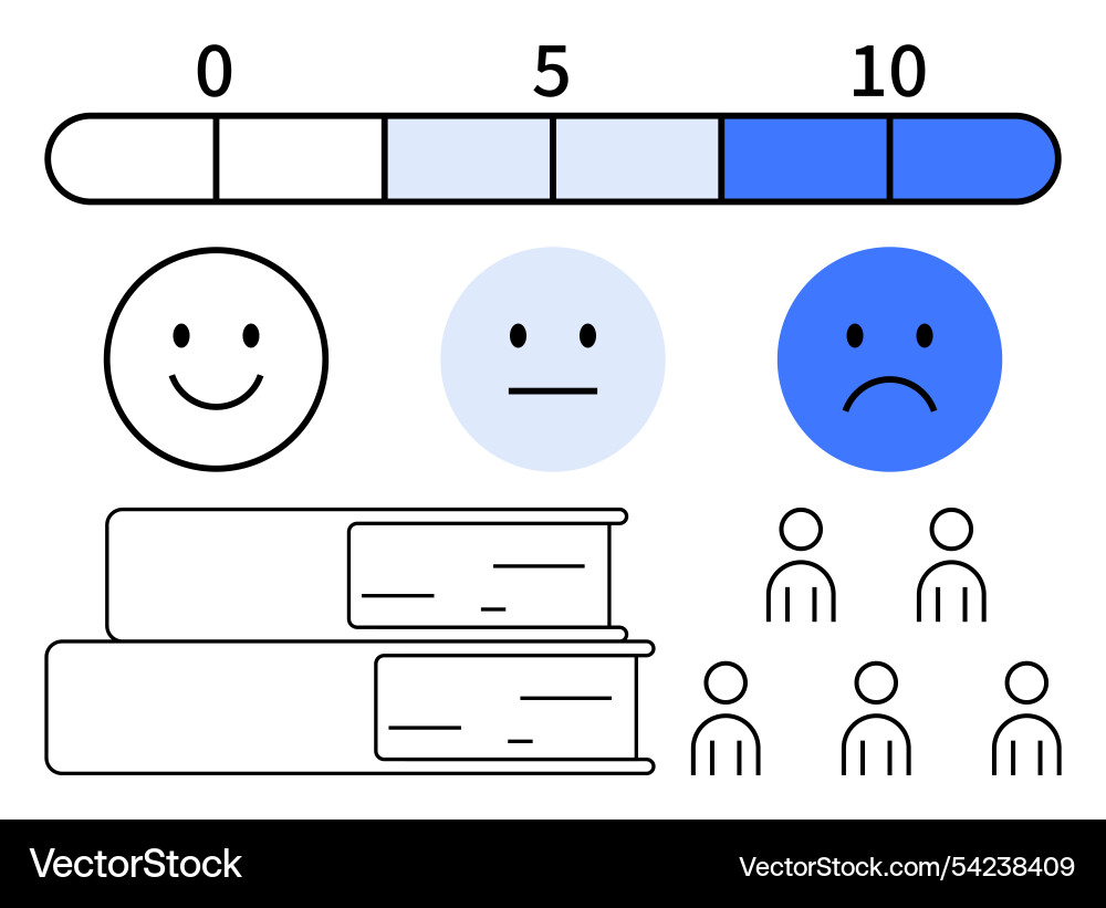 Measuring satisfaction levels using emoticons Vector Image