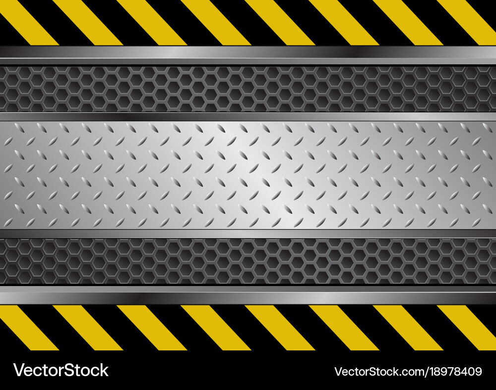 Metal background with danger symbol Royalty Free Vector