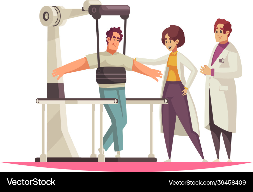 Physiotherapy cartoon composition Royalty Free Vector Image
